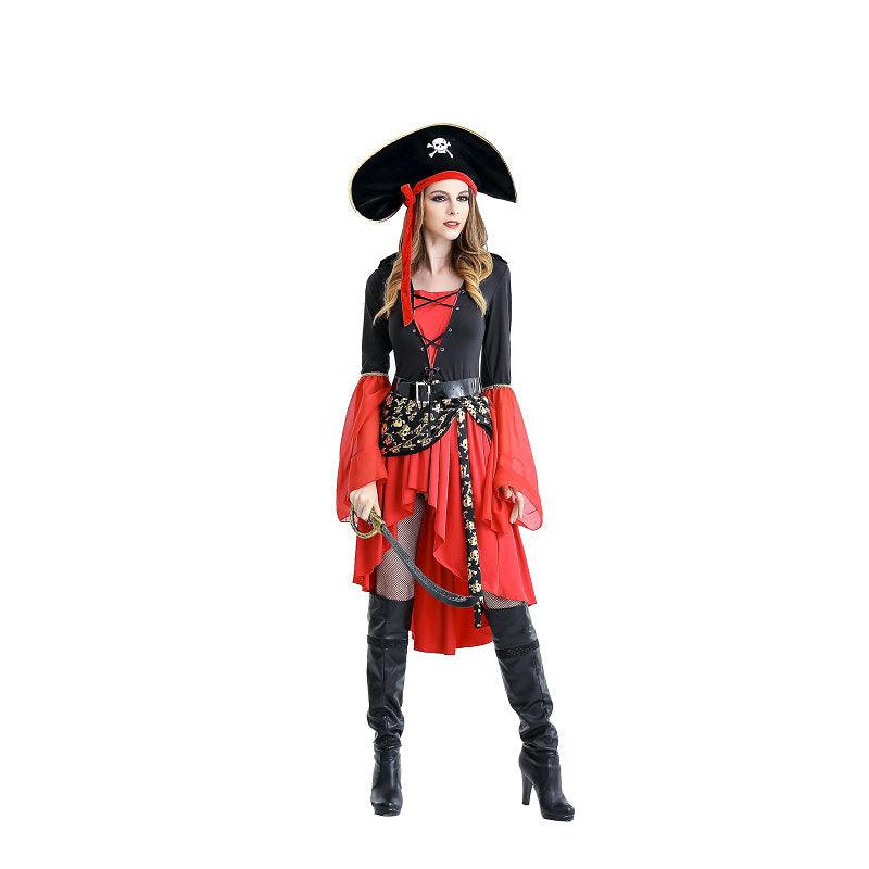 Aldult Women's Pirate Captain Red Dress Costume