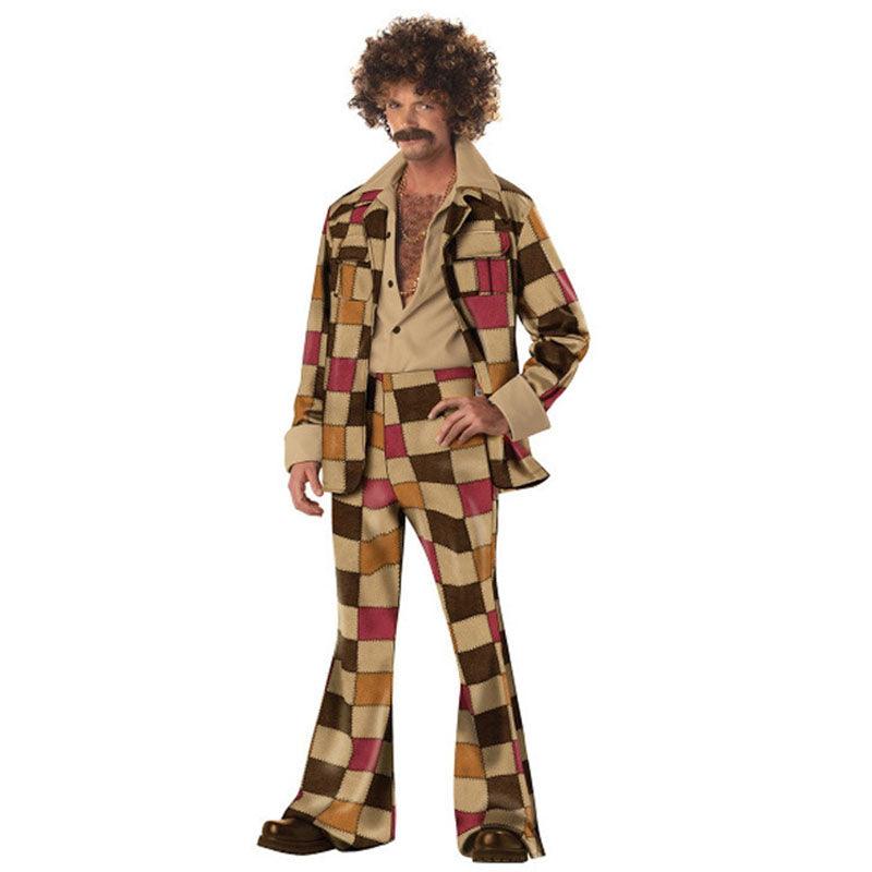 Couples Costume Adult Retro 70s Disco Cosplay Outfit